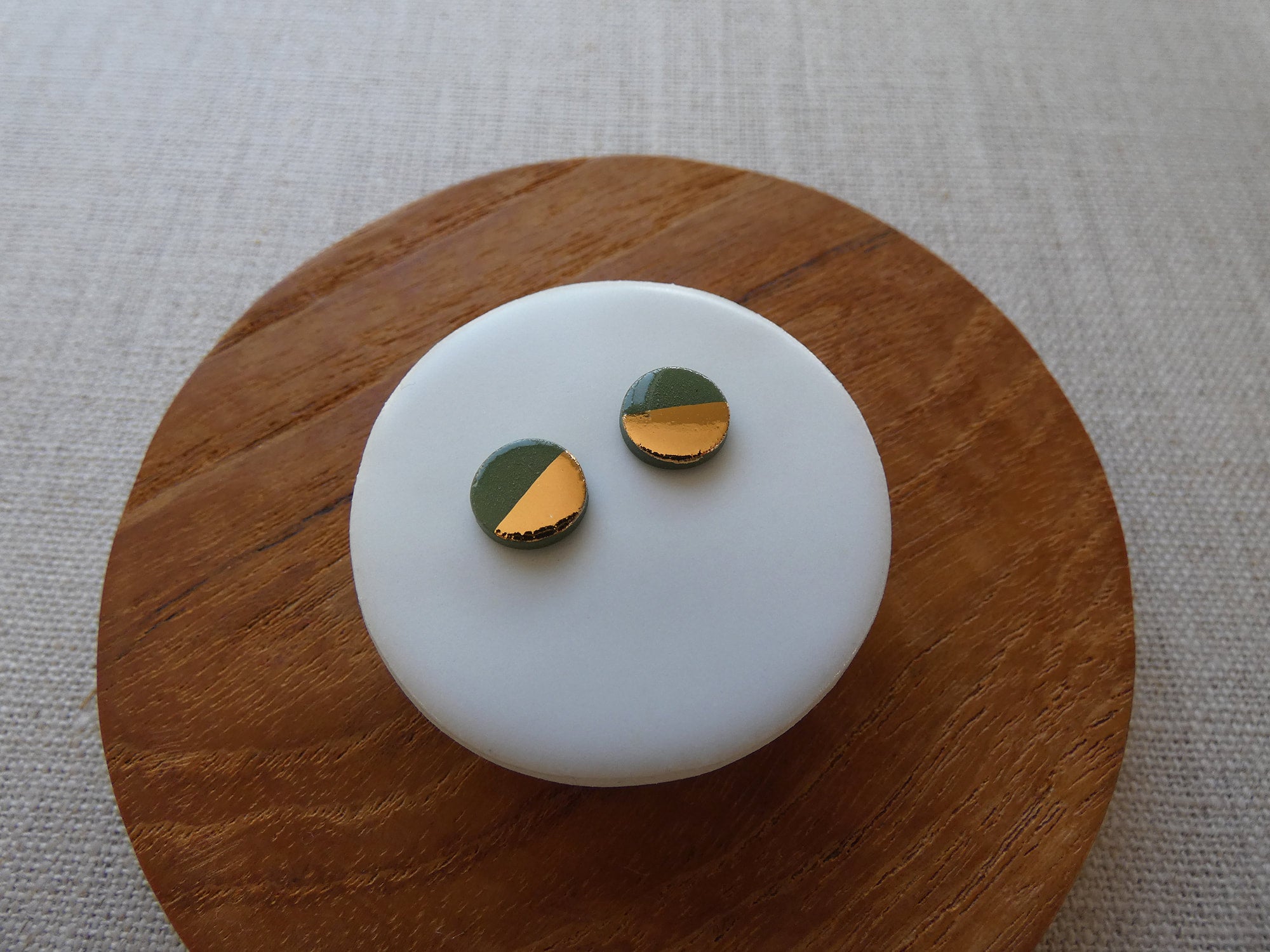 Gold Round Disc Stud Earrings | And O Design Shop